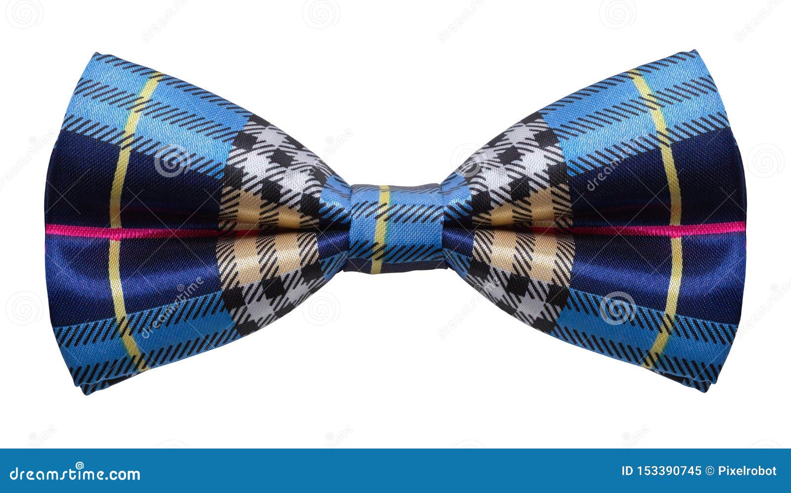 Plaid Blue Bow Tie Cut Out stock image. Image of formal - 153390745