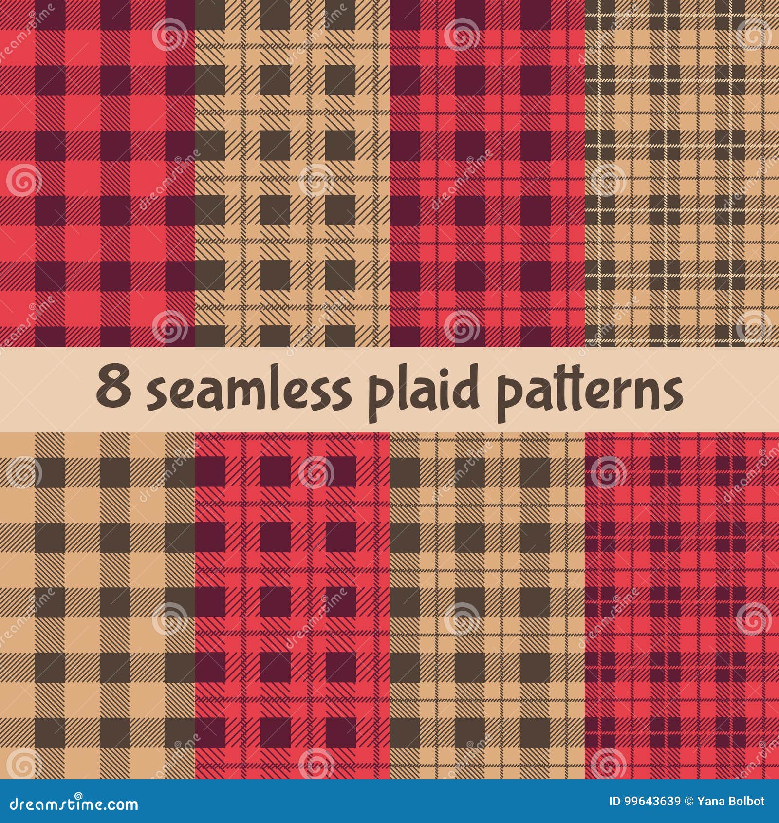 Plaid and Buffalo Check Patterns. Red, Black, Beige Plaid, Tartan and ...