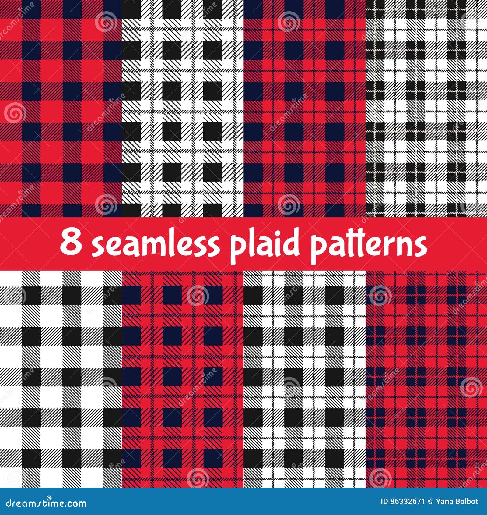 Plaid and Buffalo Check Patterns Stock Illustration - Illustration of ...