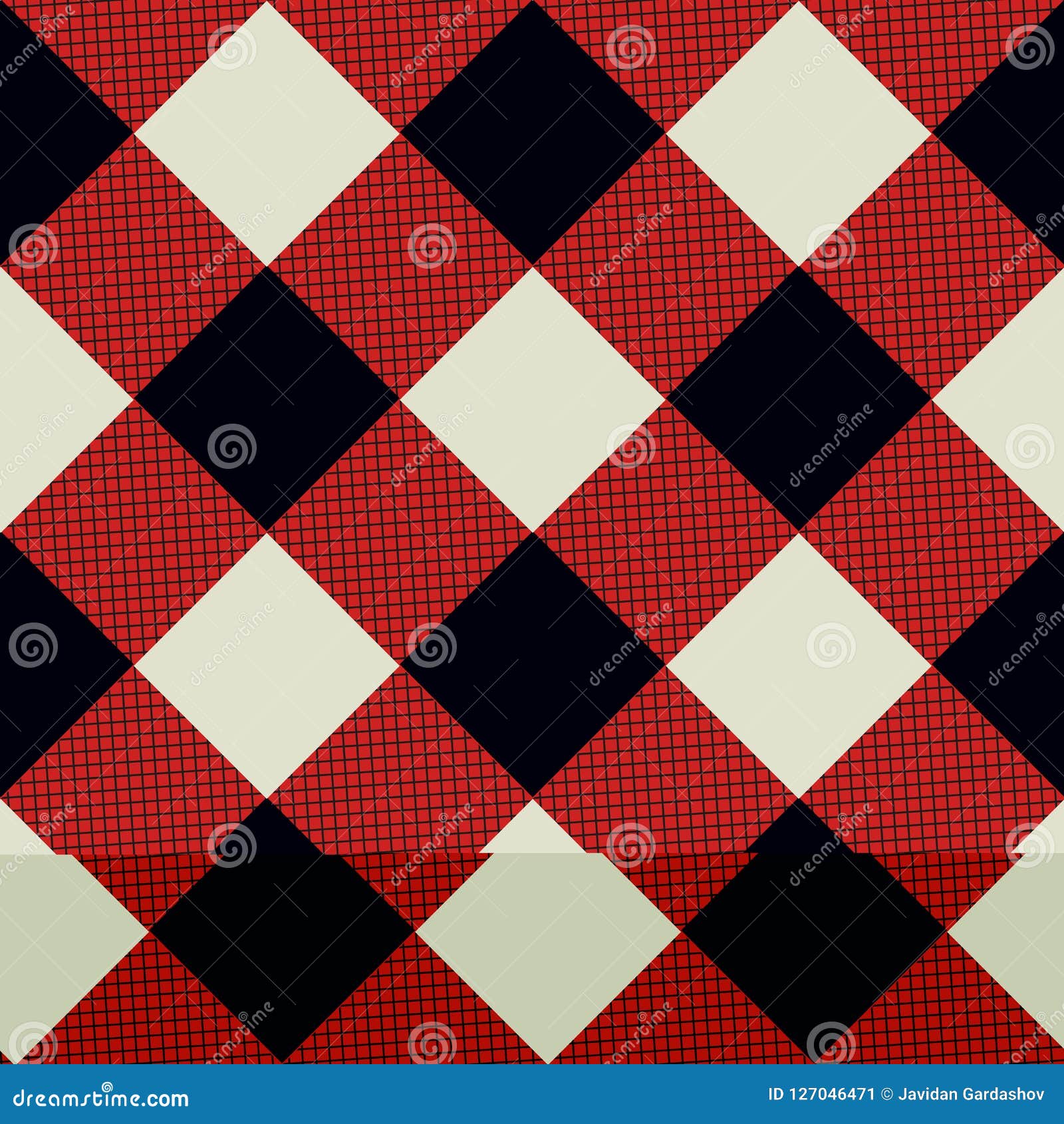 Plaid Check Pattern in Red, Black and White. Seamless Fabric Texture ...
