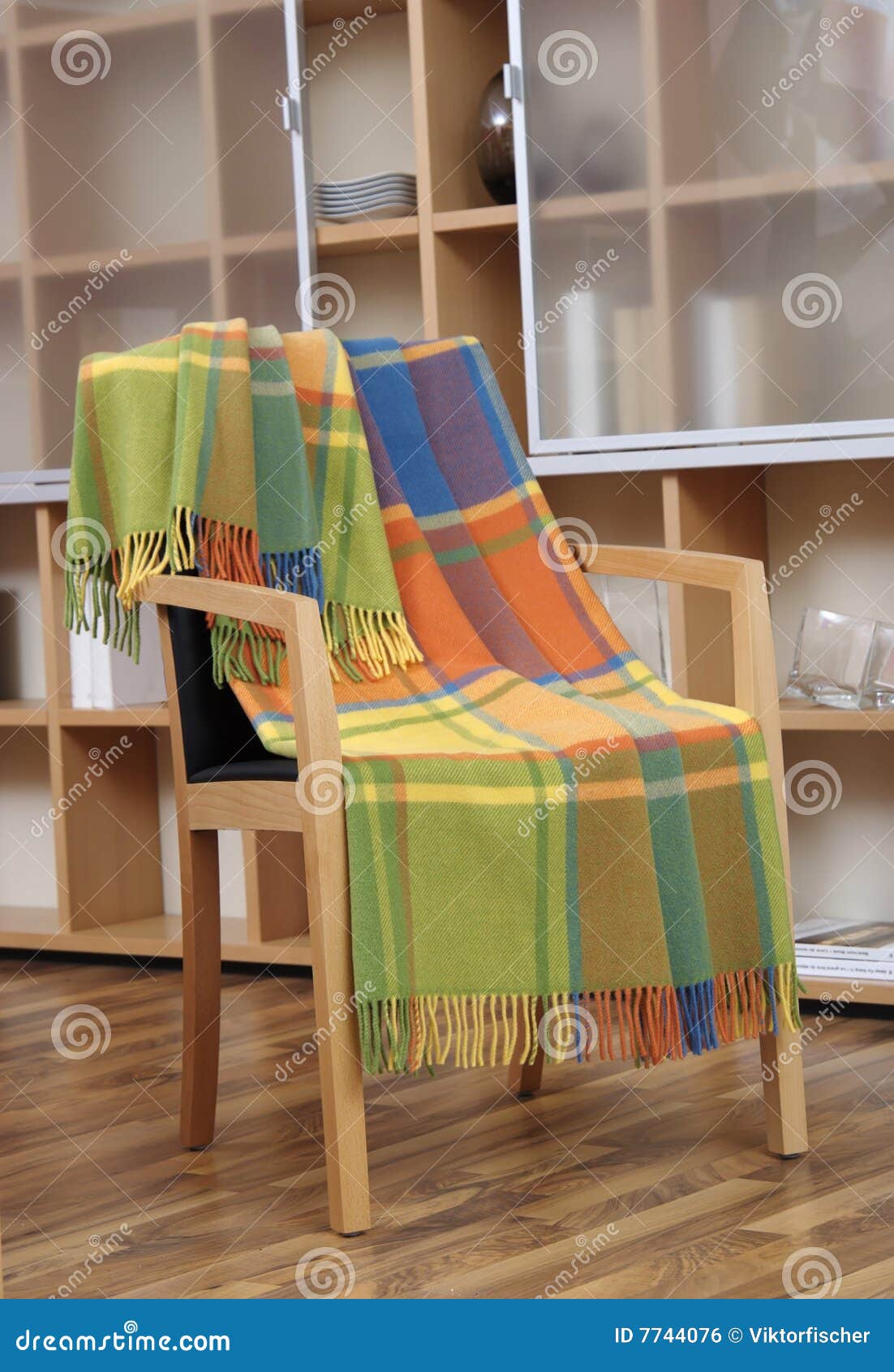 Plaid Draped Over A Chair Picture. Image: 7744076