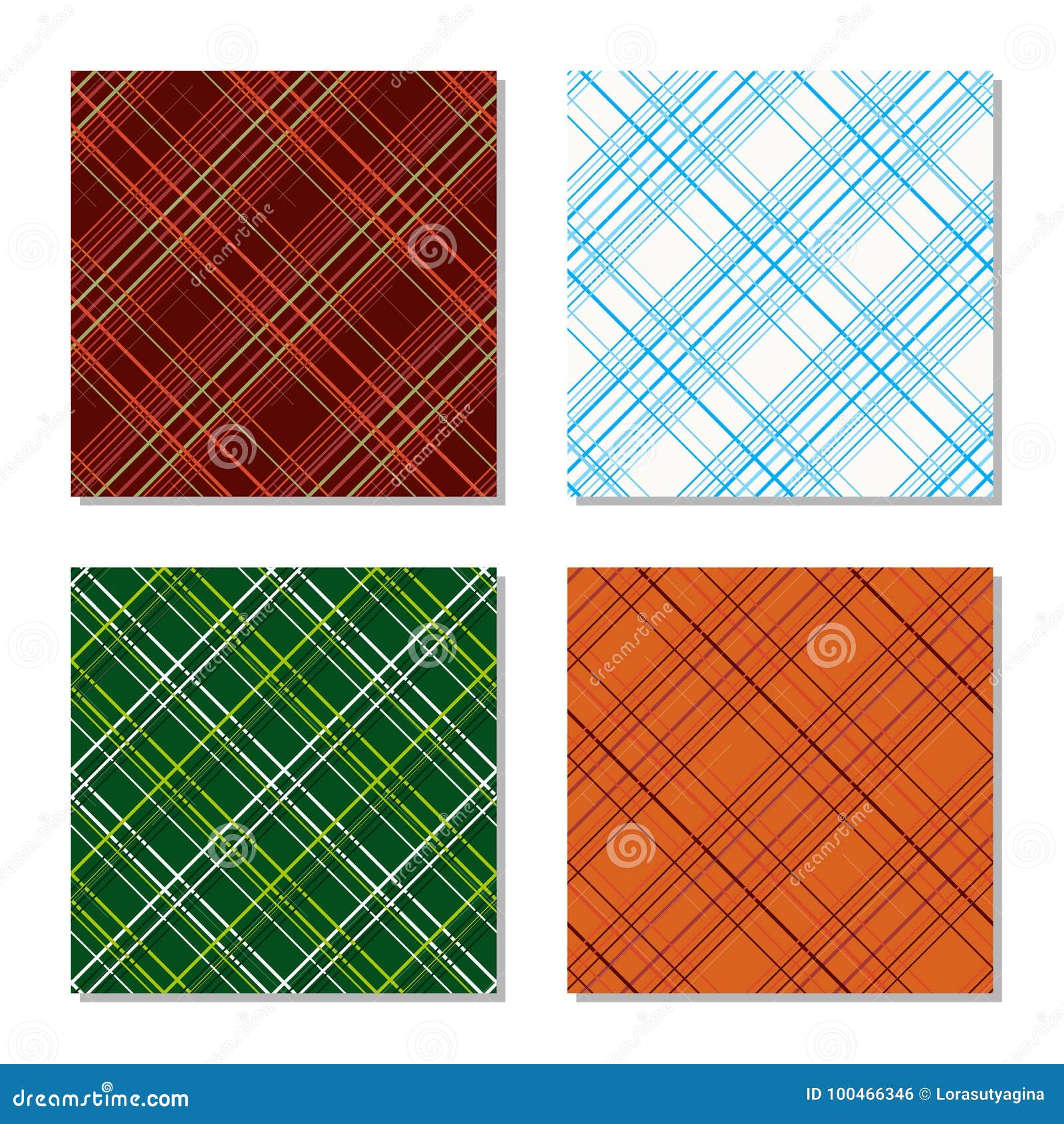 Plaid Fabric Texture Set. Four Seamless Patterns. Stock Vector ...