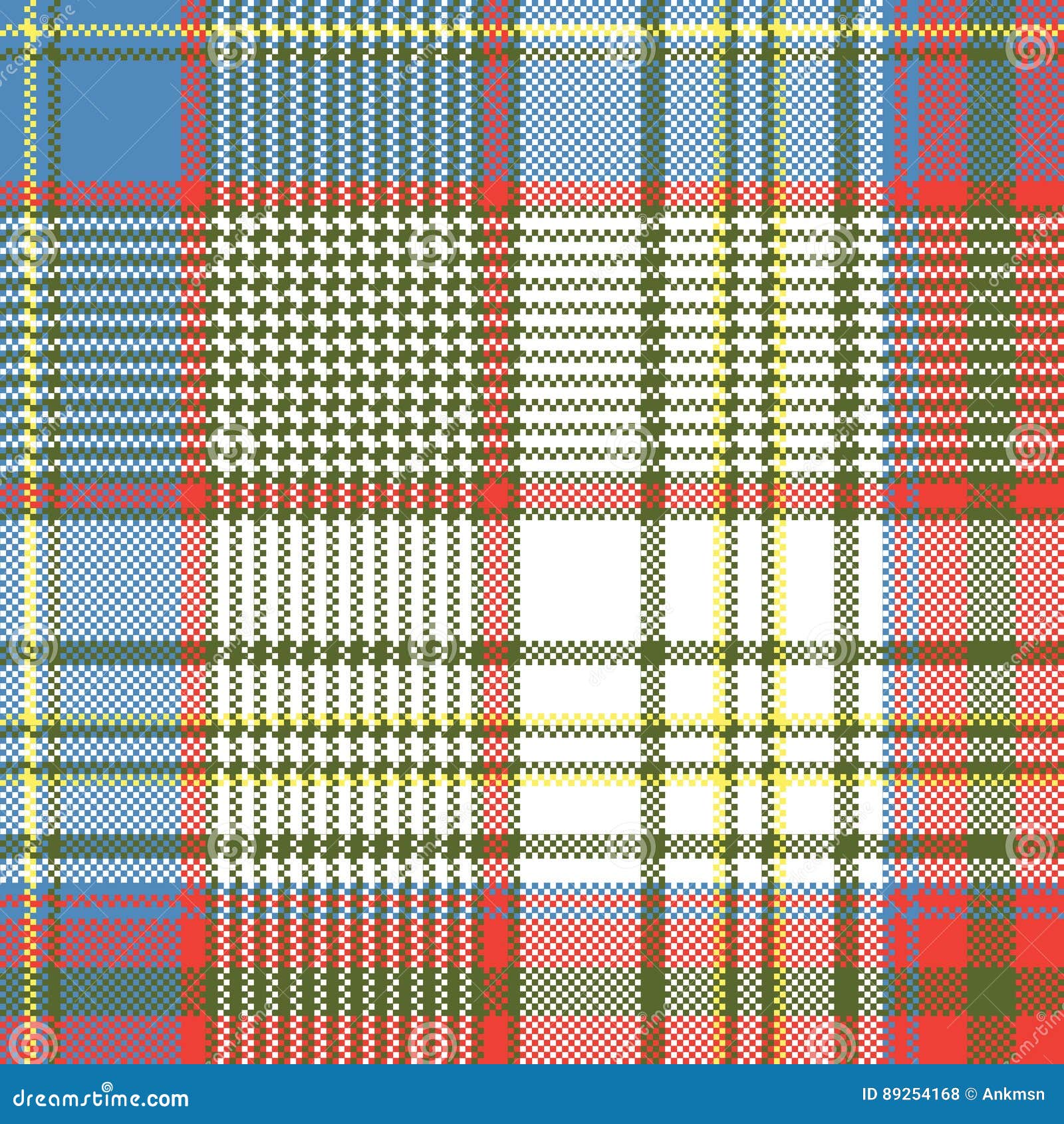 Plaid Fabric Texture Square Pixels Shirt Seamless Pattern Stock Vector ...