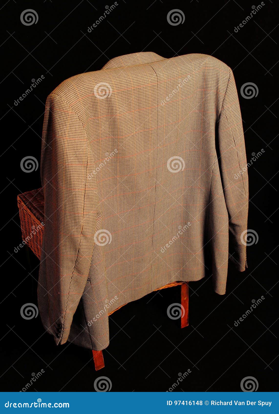 Plaid Jacket Hang Over the Back of a Chair Stock Photo - Image of chair ...