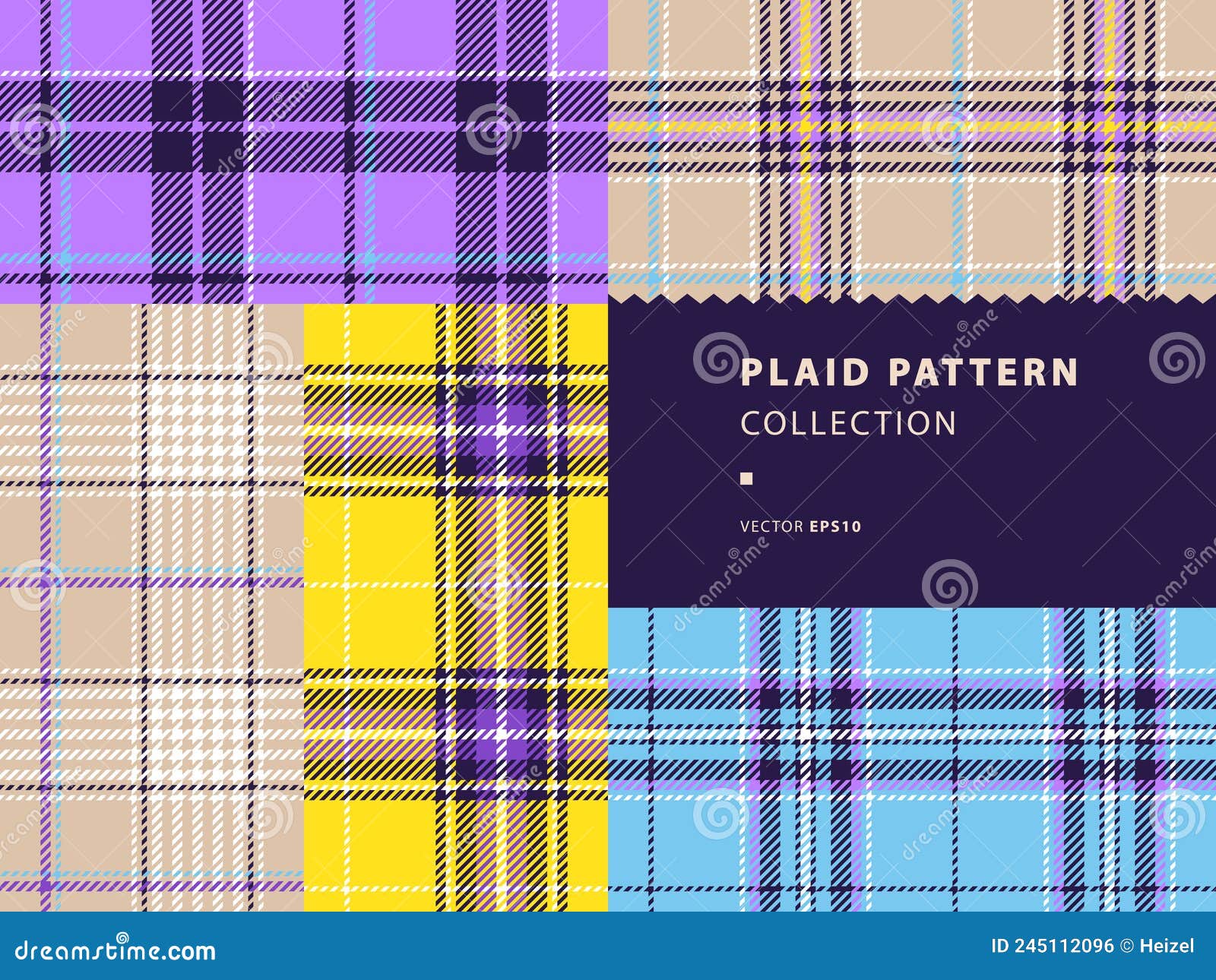 Plaid Pattern Collection with Lavender, Golden Yellow, Celestial Blue ...