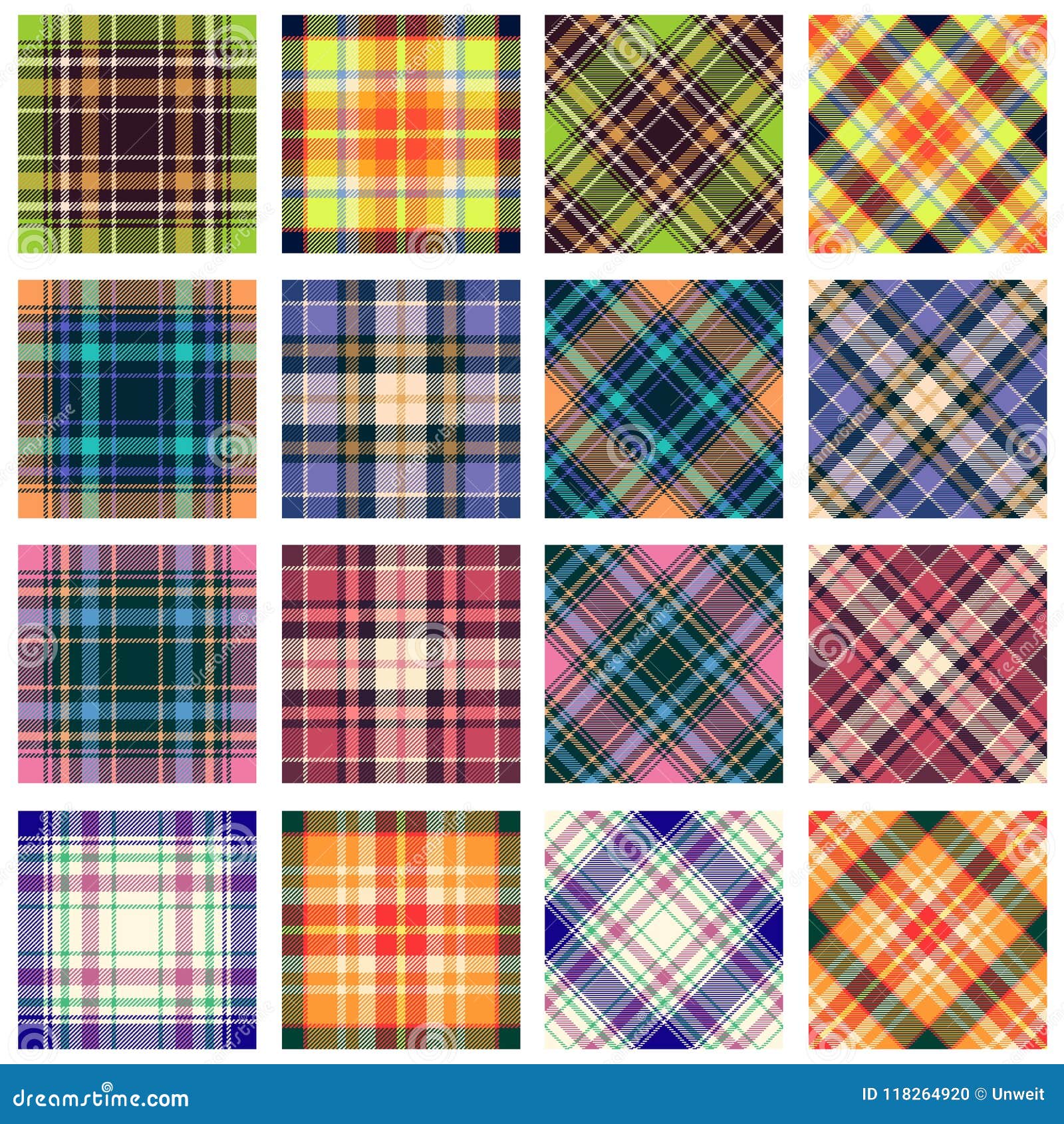 Plaid Patterns, Straight and Diagonal Orientation Stock Vector ...
