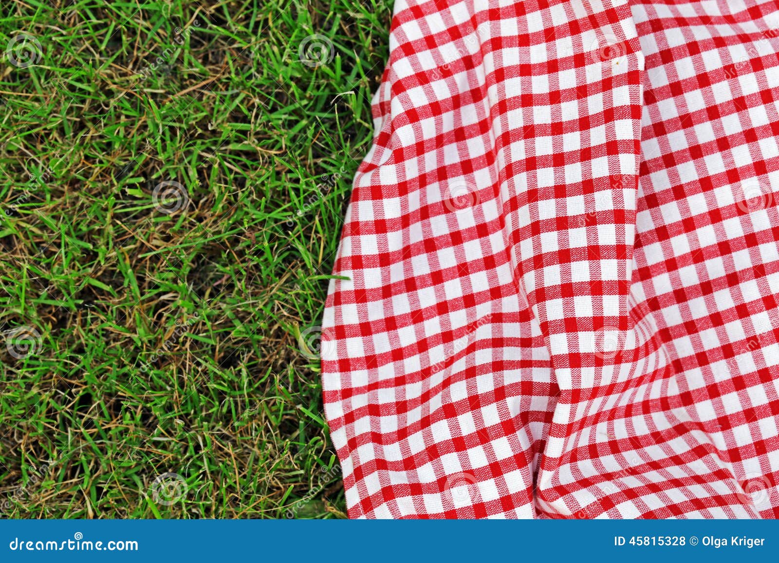 Plaid for Picnic on Green Grass Stock Photo - Image of background ...