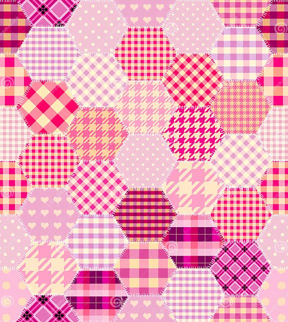Plaid Pink Patchwork. Hexagons Pattern. Quilting Design Patchwork Plaid ...