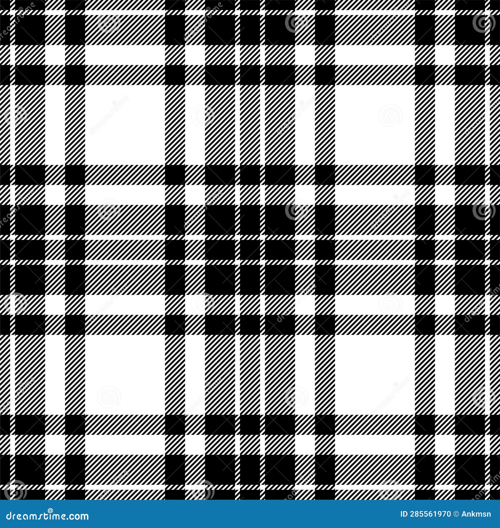Plaid Seamless Pattern in Black White. Check Fabric Texture. Vector ...