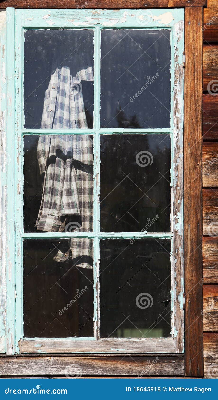 Plaid Shirt in Window stock photo. Image of country, pane - 18645918