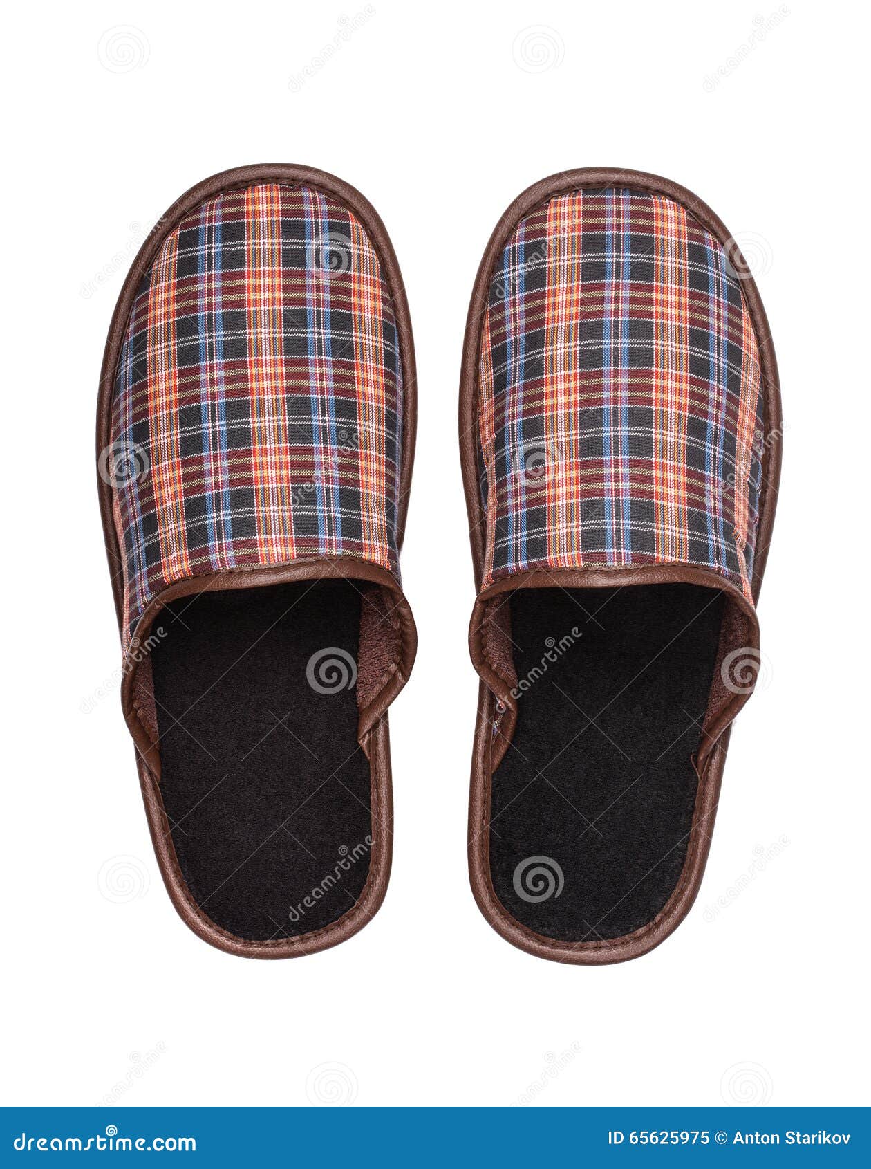 Plaid Slippers stock image. Image of comfort, material - 65625975