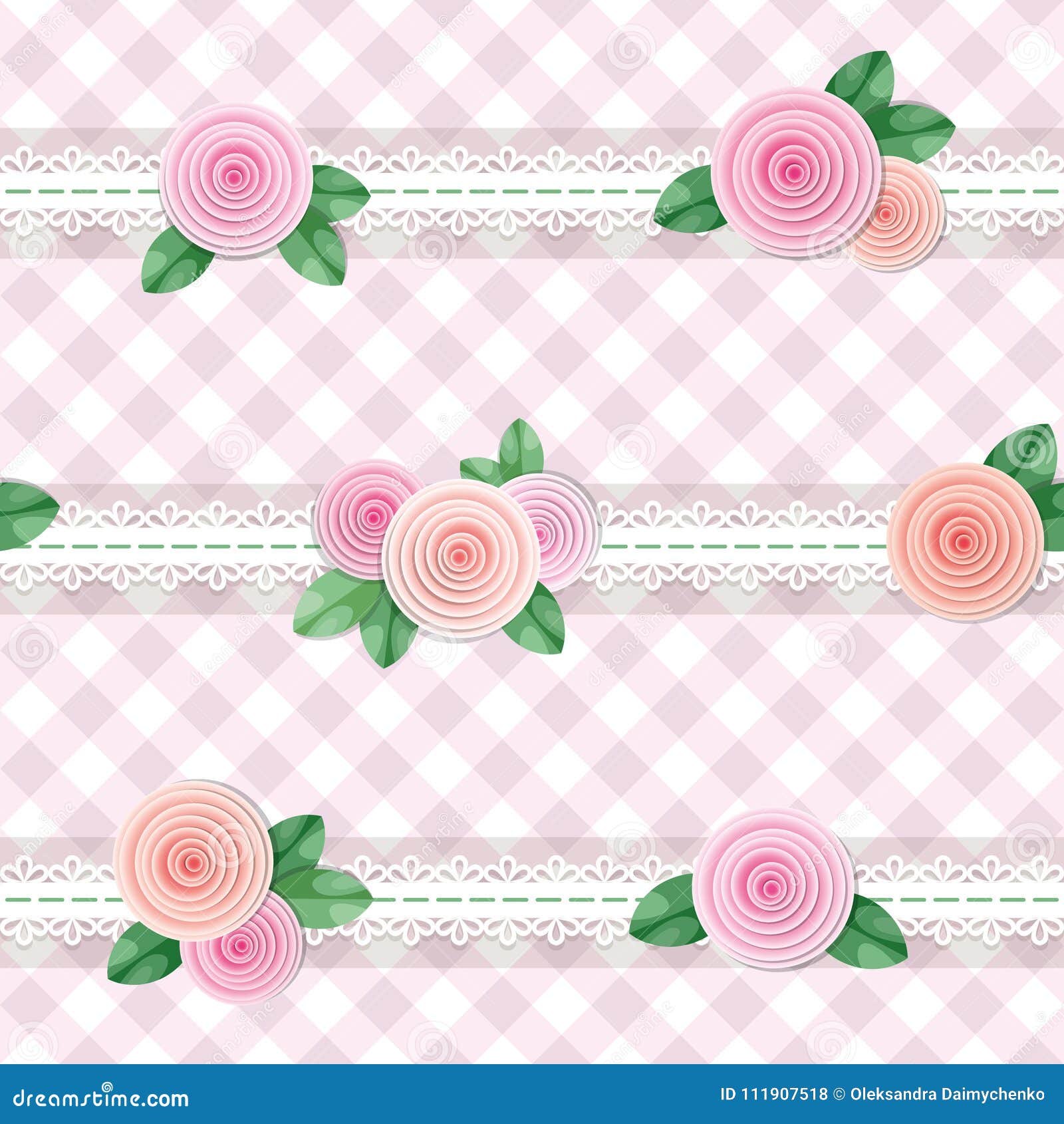 Plaid Textile Seamless Pattern Background, Decorated With Lace And ...