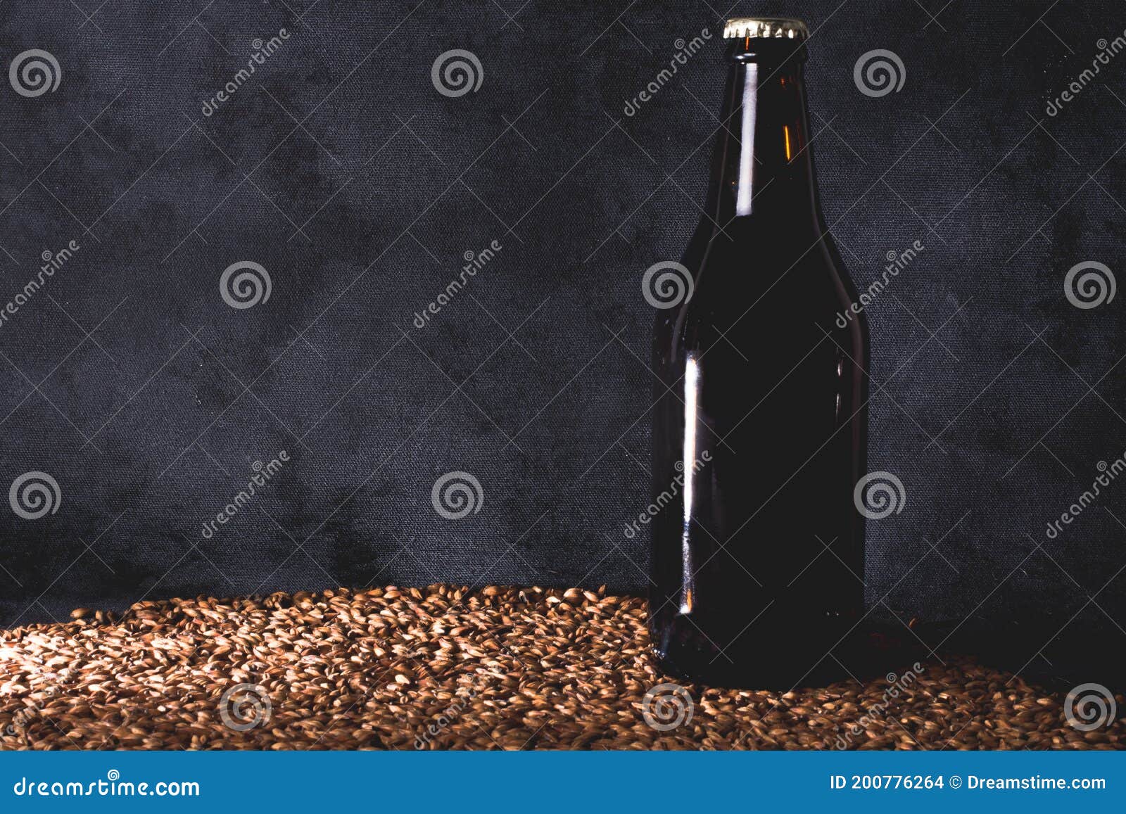 A Plain Beer Bottle on a Full Malt Floor, Horizontal, Great for Text ...