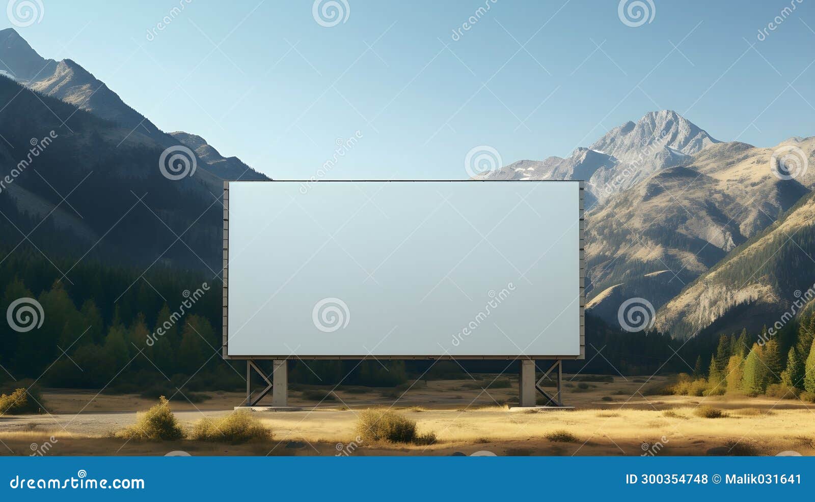 A Plain Billboard Mockup Against a Stunning Mountain Backdrop Stock ...