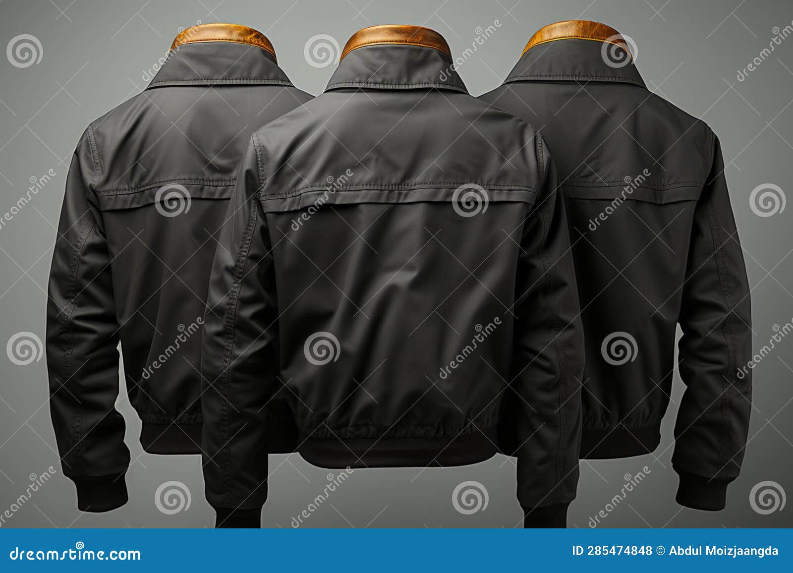 Plain Black Jacket Mockup, Front and Back View, Isolated on Grey Stock ...