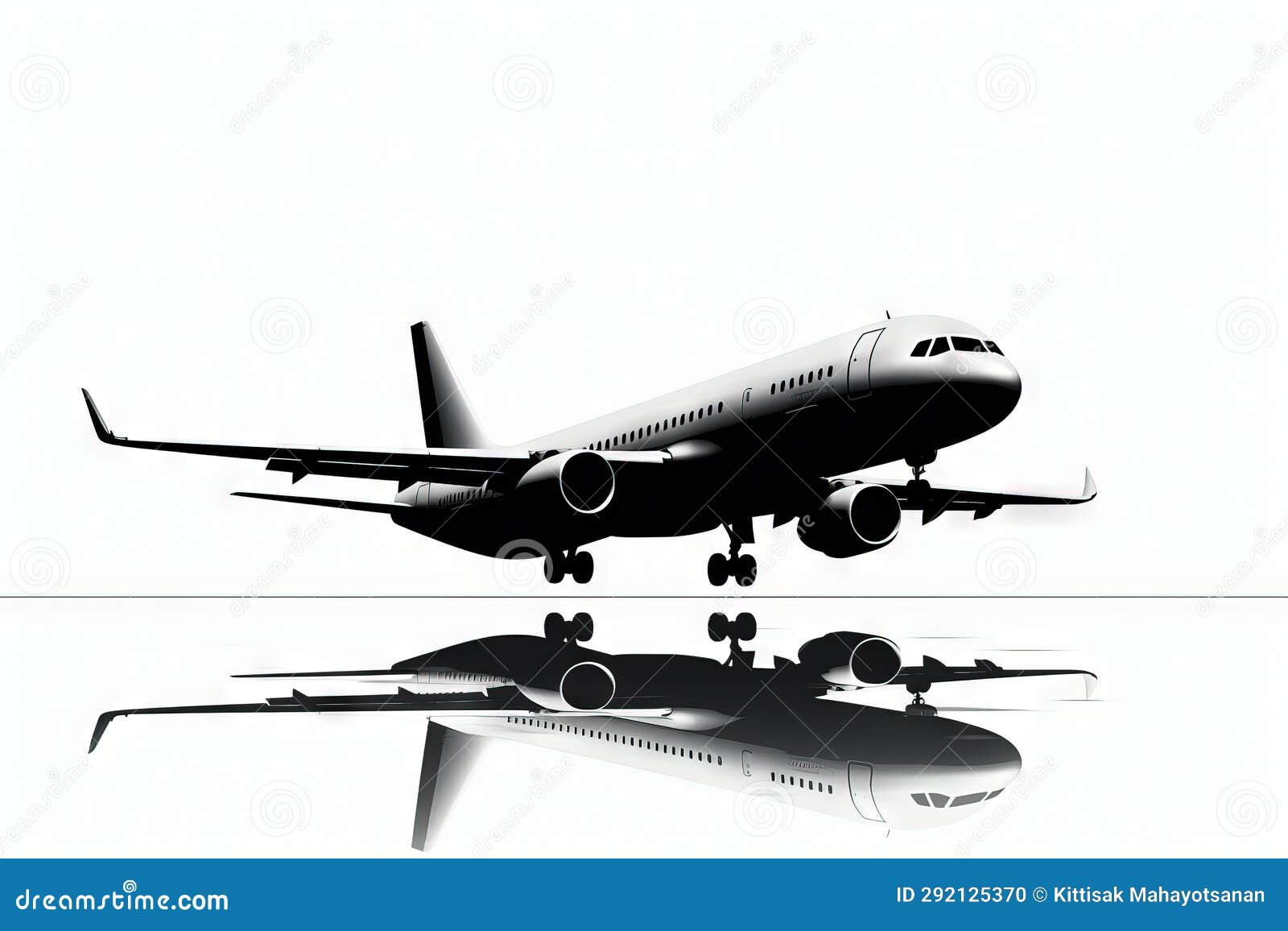 Plain Black Plane Silhouette, White Background Generative AI Stock ...