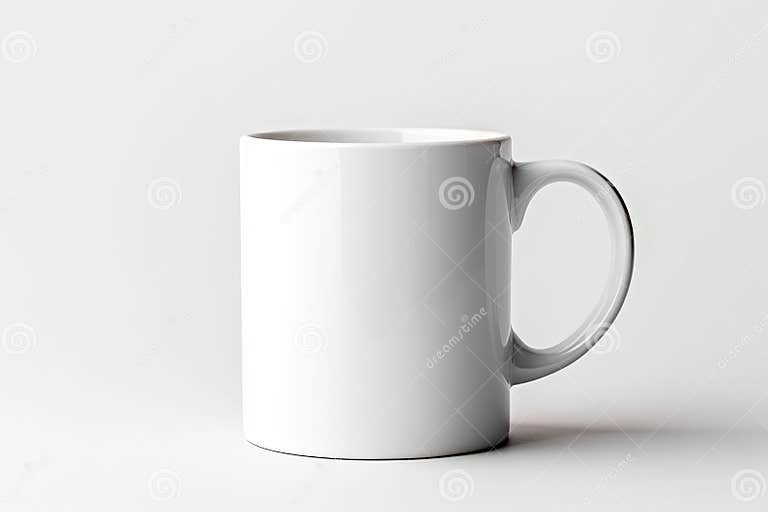 Plain Blank White Ceramic Mug Mockup on White Background, 3d Rendering ...