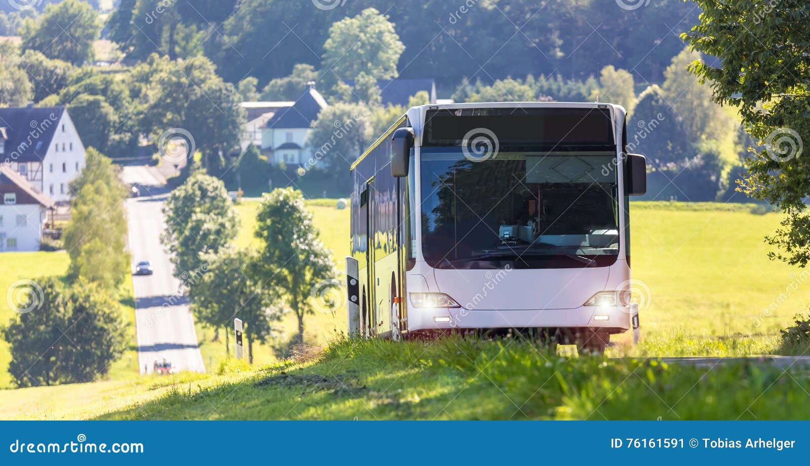 Plain Bus on a Country Road Stock Image - Image of landstrasse ...