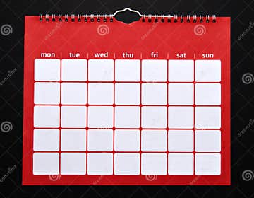 Plain Red Empty Hanging Calendar Stock Photo - Image of planner ...