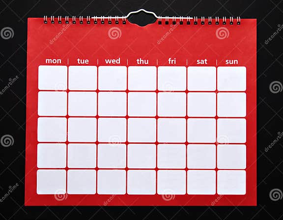 Plain Red Empty Hanging Calendar Stock Photo - Image of planner ...
