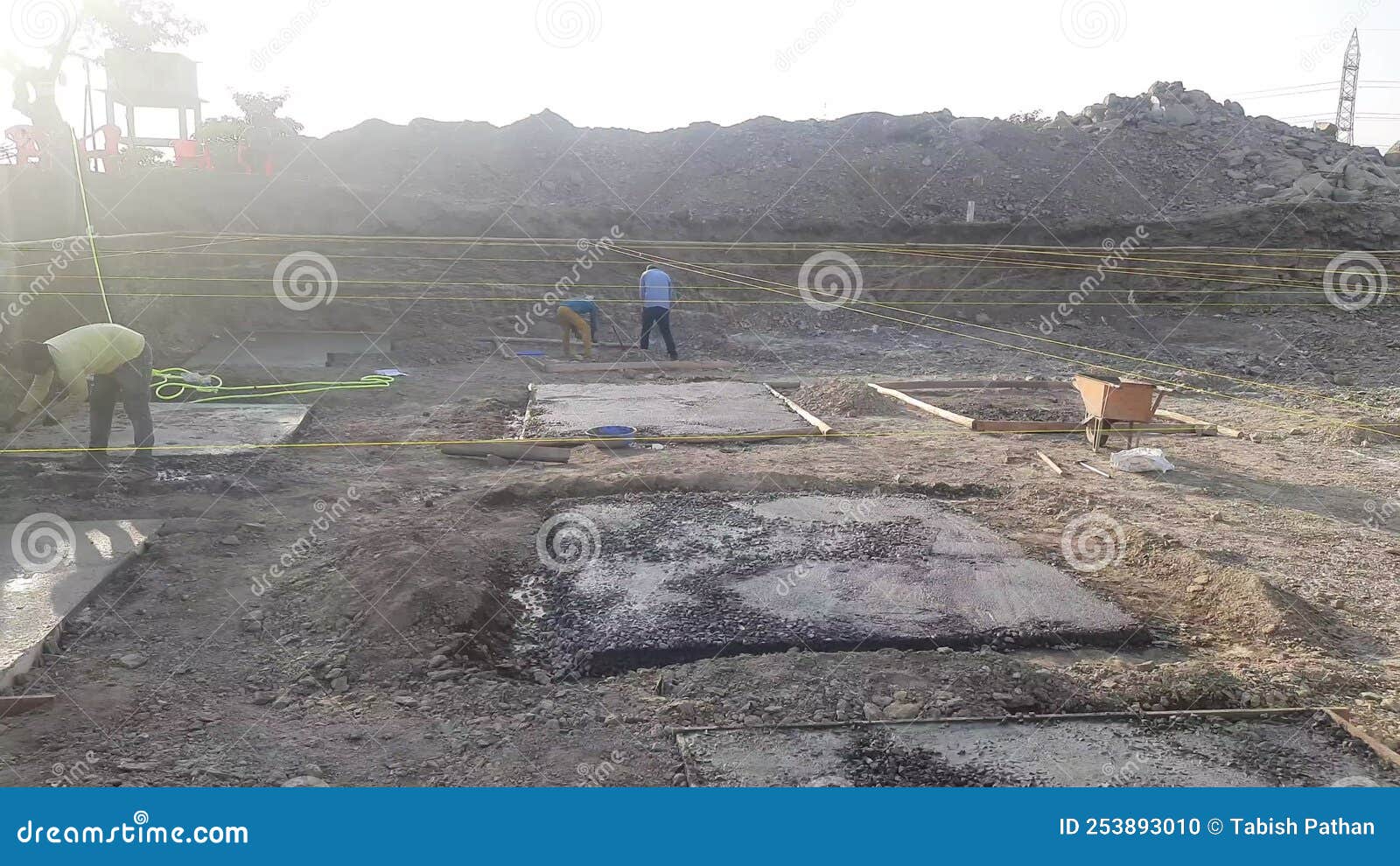 Plain Cement Concrete PCC Work in the Square Grid at the Under ...