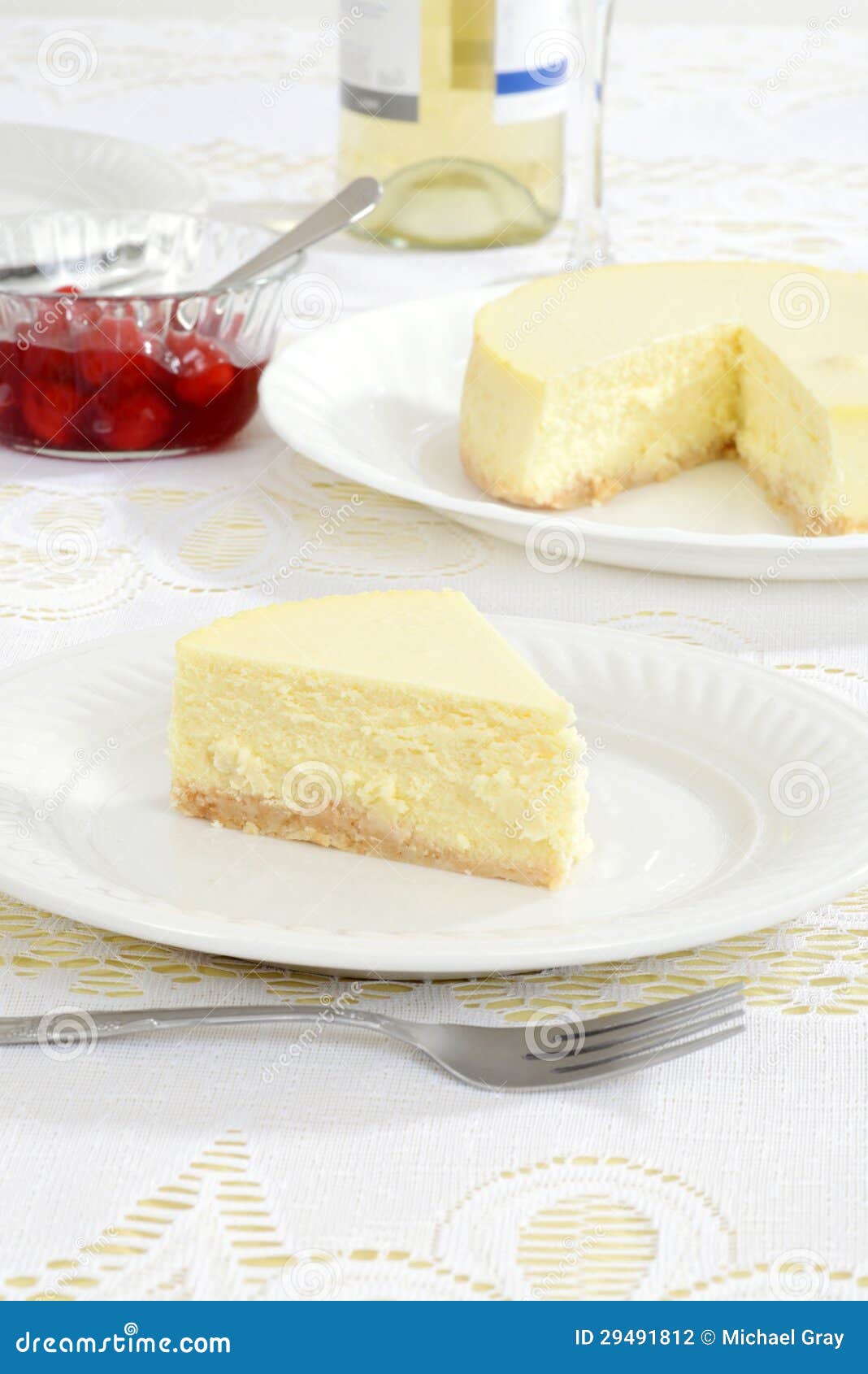 Plain Cheesecake On White Ceramic Plate Serve At Local Bakery As Small ...