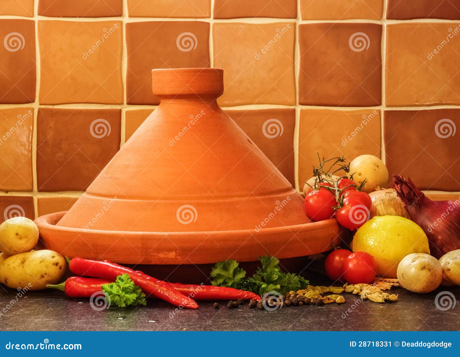 Plain Clay Moroccan Tagine with Vegetables Stock Image - Image of ...