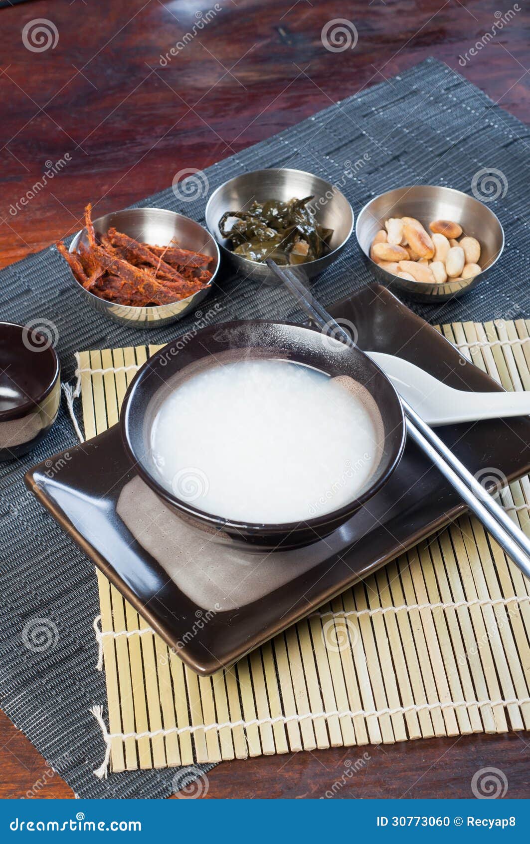 Plain Congee with Their Toppings Stock Photo - Image of lunch, asia ...