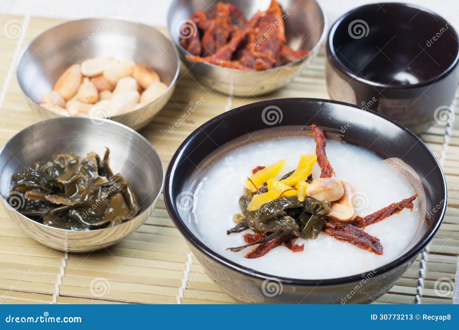 Plain Congee With Their Toppings Royalty-Free Stock Photography ...