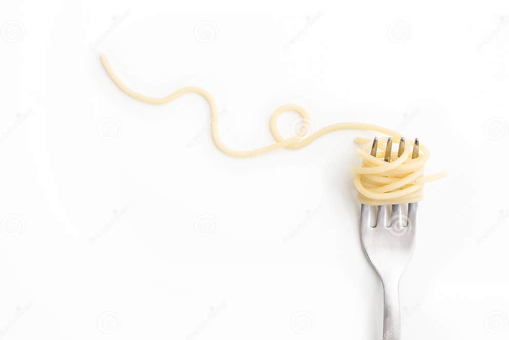 Plain Cooked Spaghetti Pasta on Fork with Swirl, on White Background ...