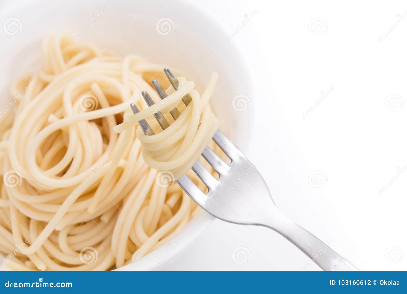 Plain Cooked Spaghetti Pasta On Fork With Swirl, On White Background ...