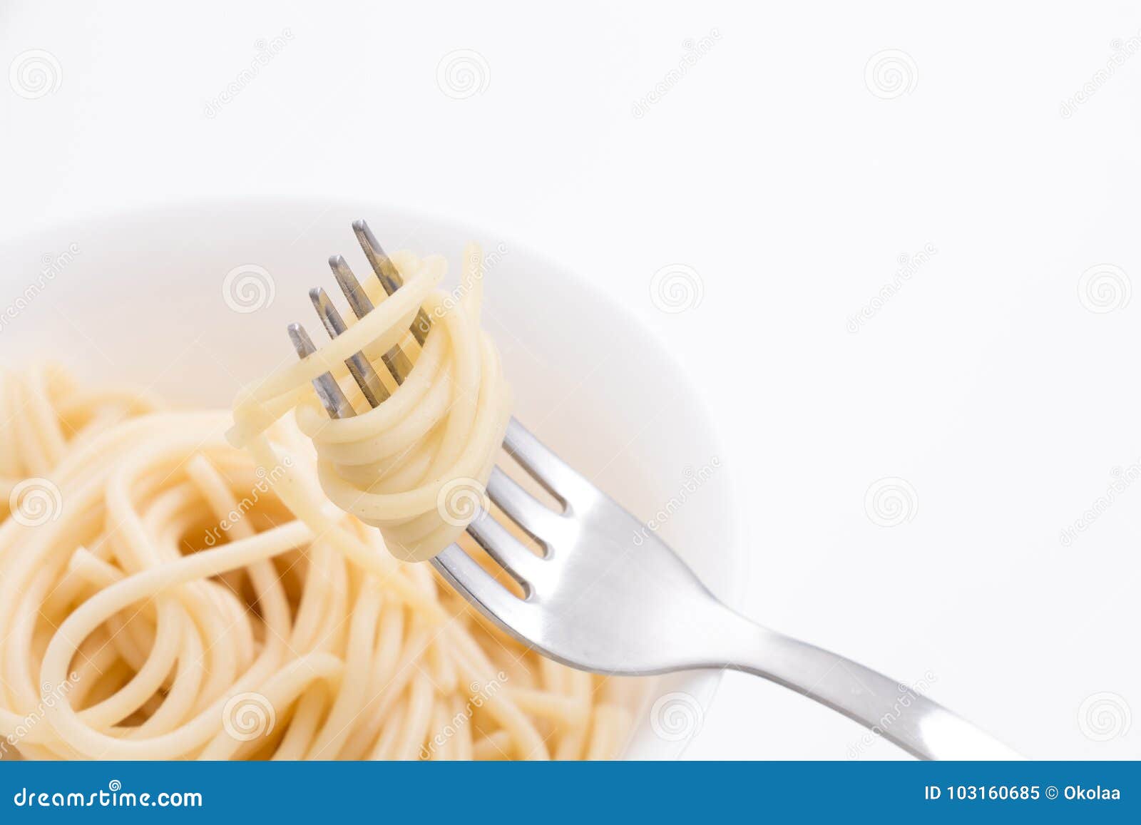 Plain Cooked Spaghetti Pasta On Fork With Swirl, On White Background ...