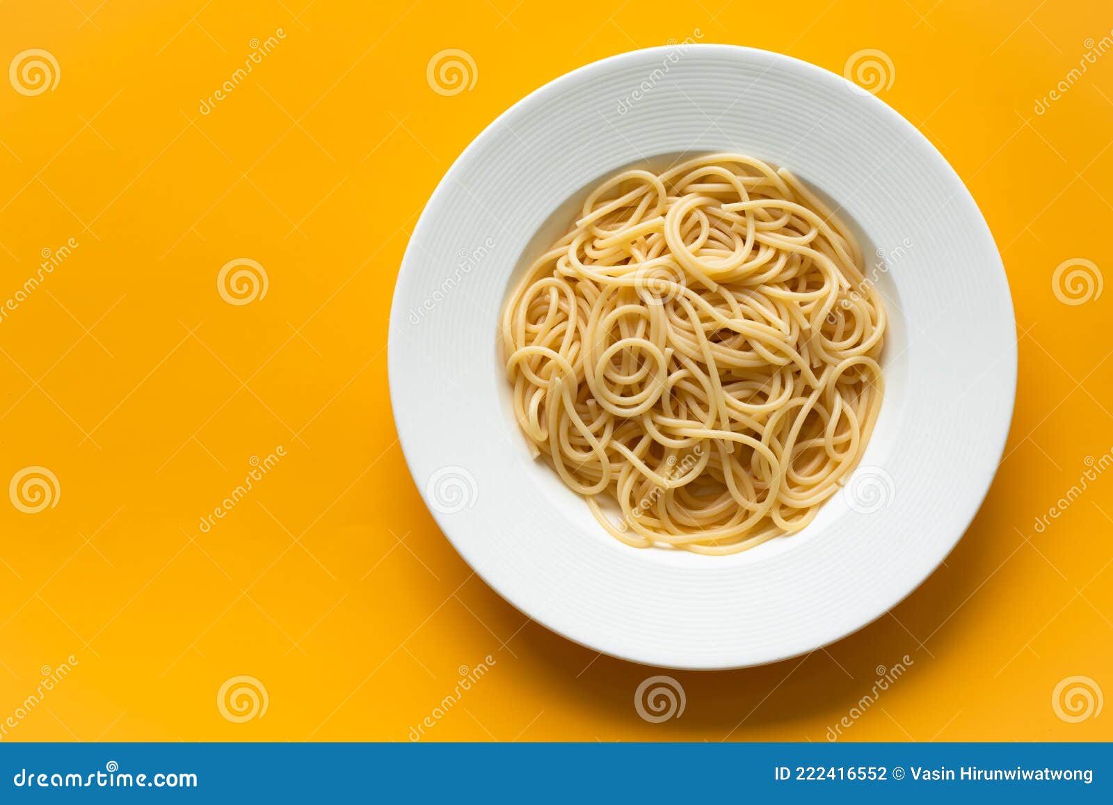 Plain Cooked Spaghetti in White Ceramic Plate Stock Photo - Image of ...