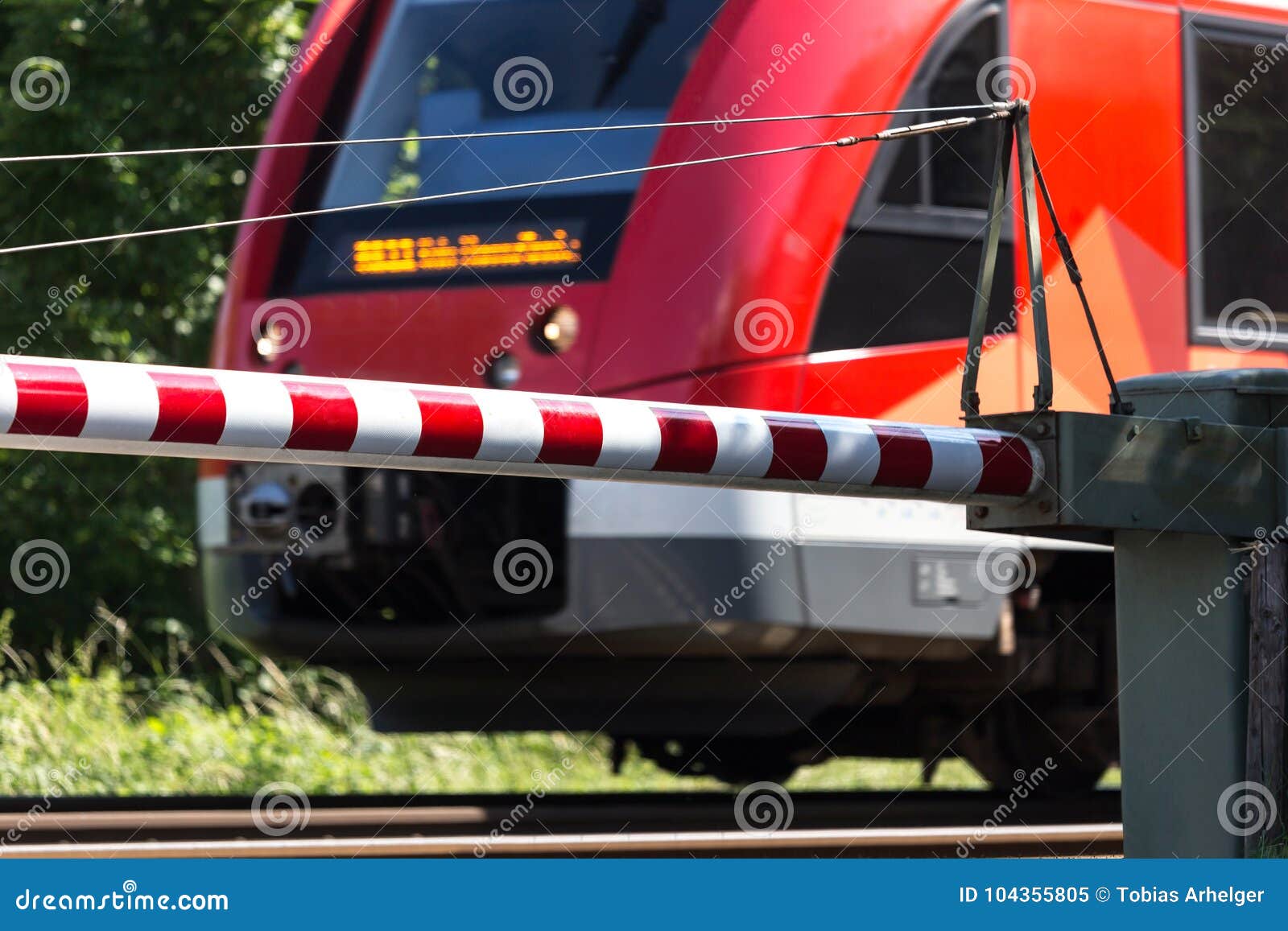 Railway barrier stock image. Image of crossed, warning - 104355805