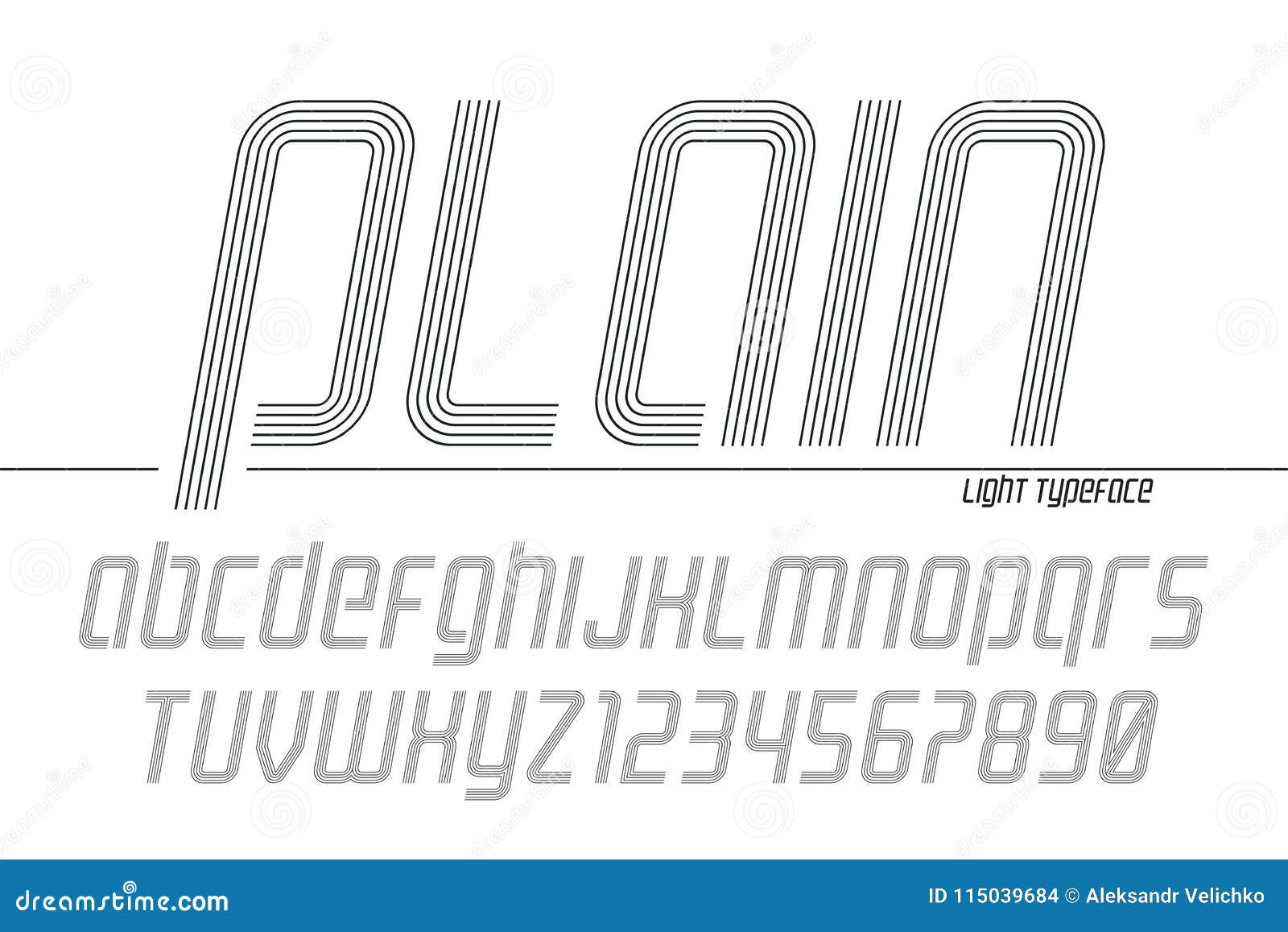 Plain Display Font Art Design, Alphabet, Letters And Numbers. Vector ...