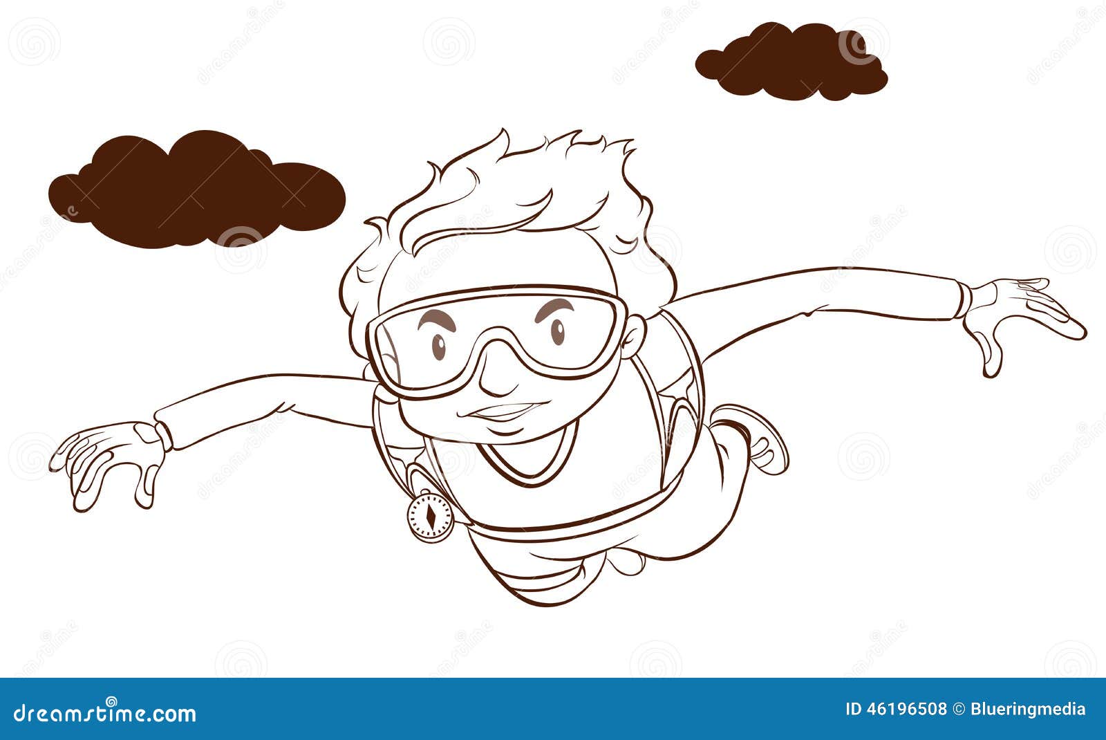 A Plain Drawing of a Boy Skydiving Stock Vector - Illustration of ...