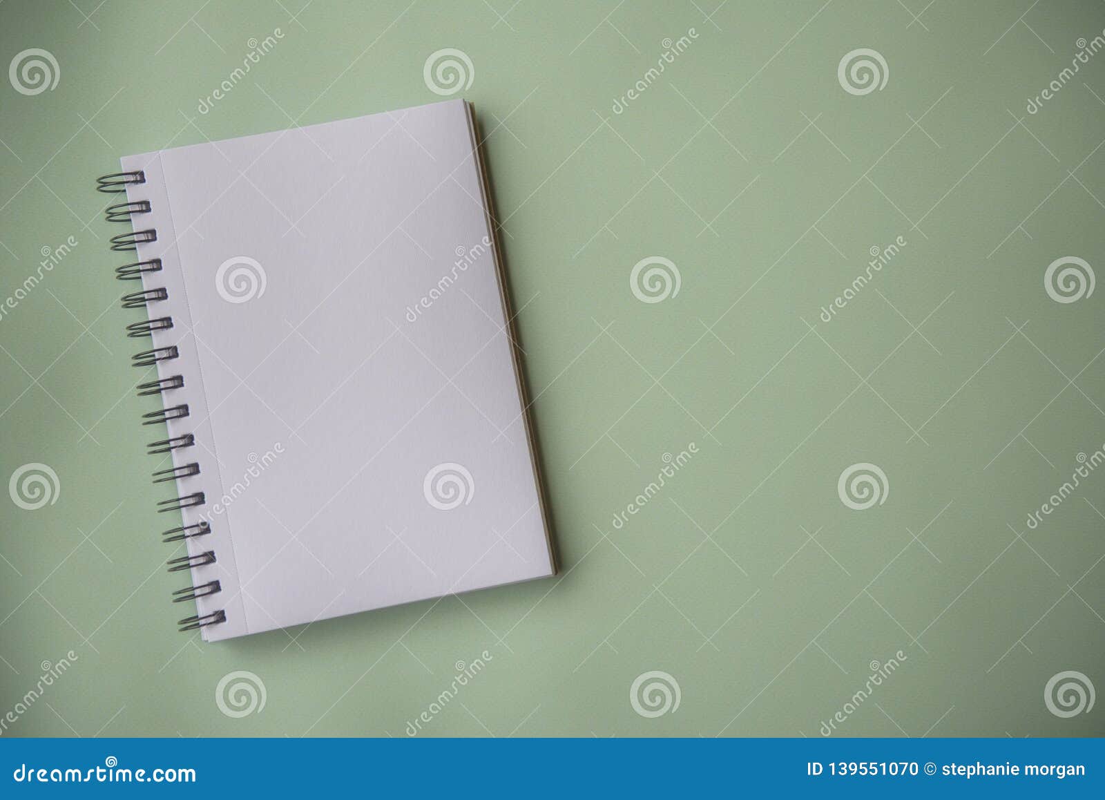 Plain Empty Notebook, on a Green Background Stock Photo - Image of page ...
