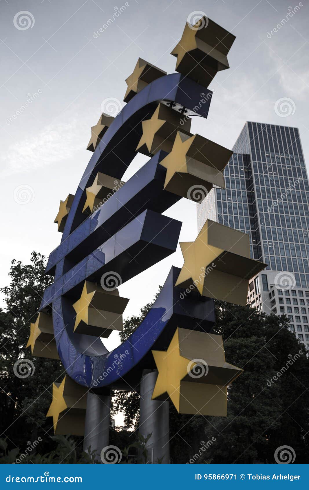 Plain Euro Sign Frankfurt Germany Low Color Key Stock Image - Image of ...