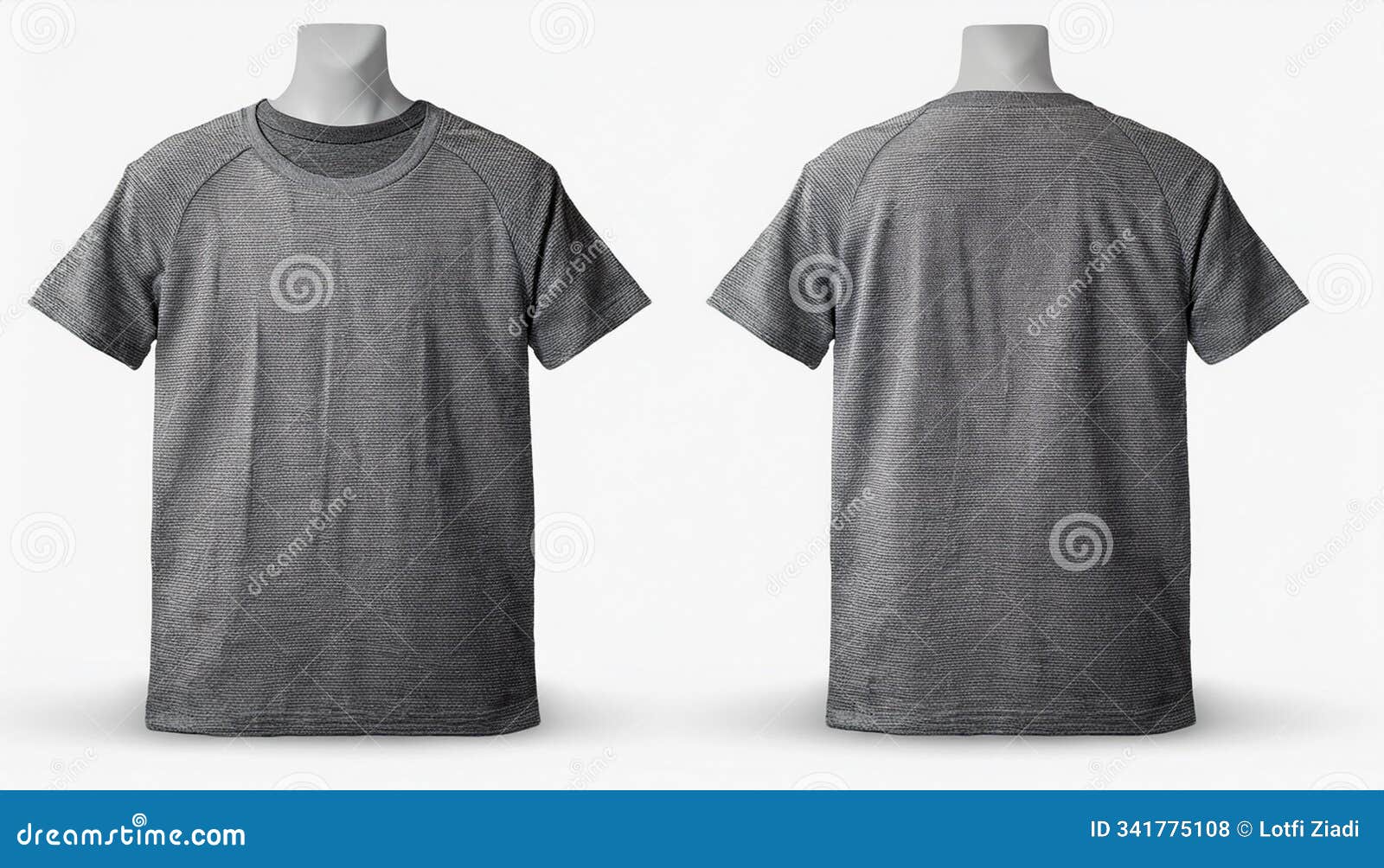 Plain Grey Tshirt Mockup, Front and Back View, on White. Apparel Design ...