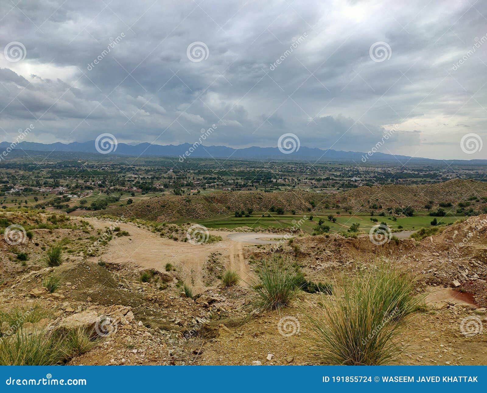 Plain Hills Eith Beautiful Little Greenery Under Beautiful White Sky ...
