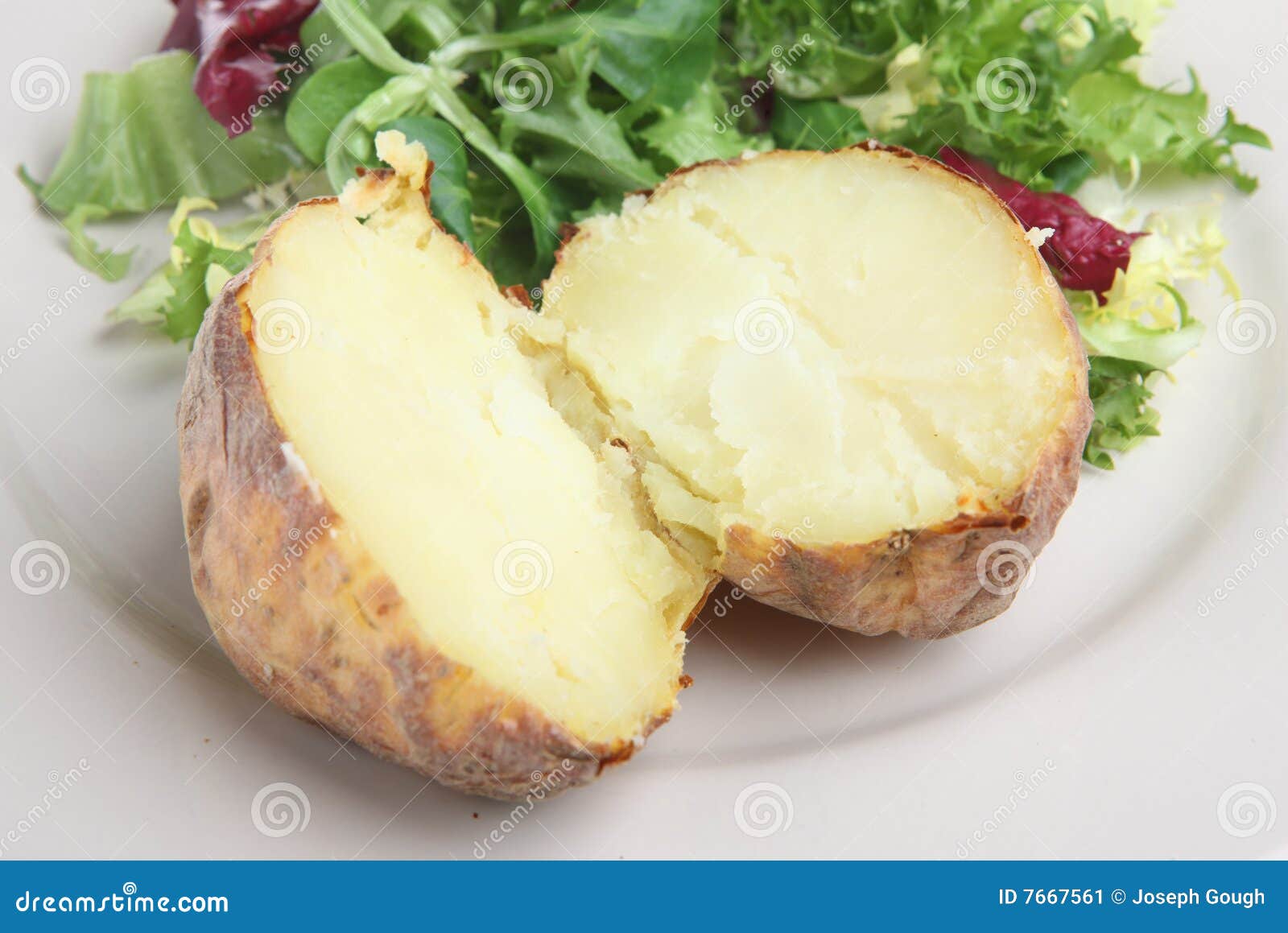 Plain Jacket Potato stock image. Image of plate, closeup - 7667561