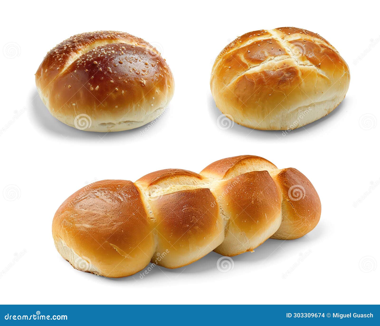 Plain Kaiser Roll Isolated On White Background Stock Photography ...