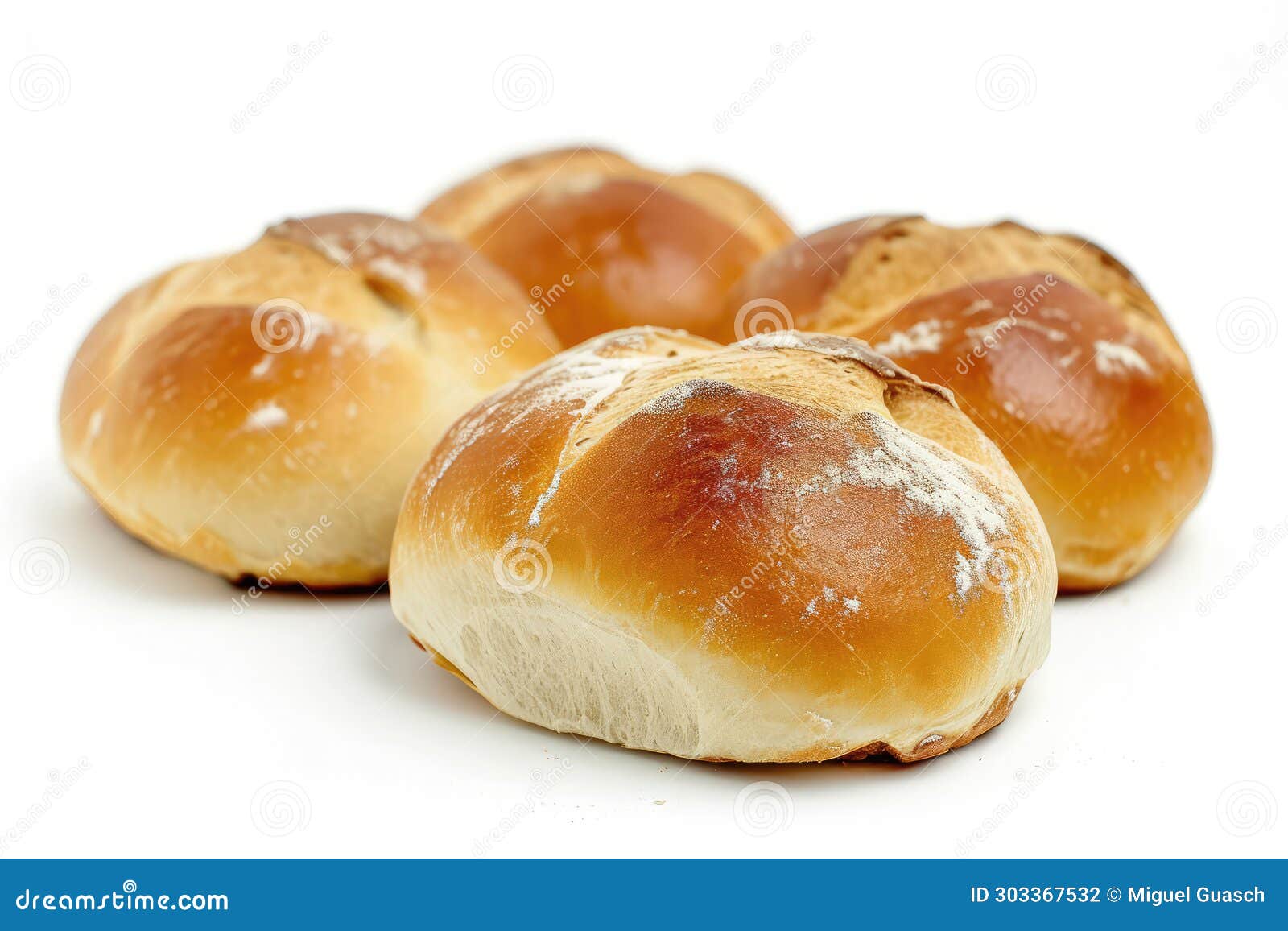 Plain Kaiser Roll Isolated On White Background Stock Photography ...