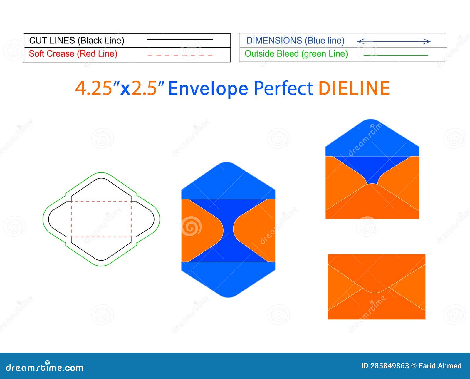 Plain Mini Envelope 4.5x3 Inch Die Line Template And 3D Envelope ...