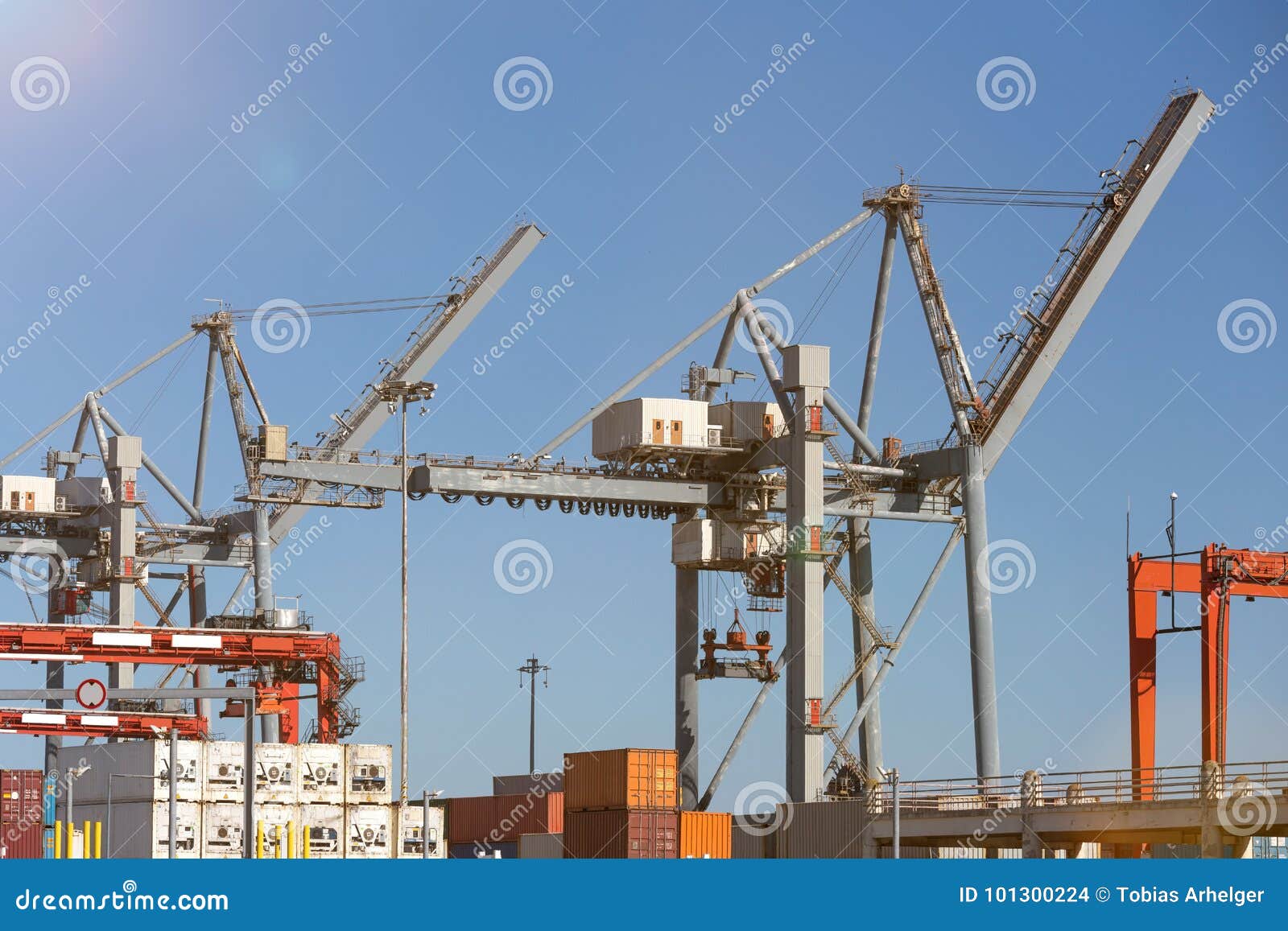 Plain container port stock photo. Image of port, cranes - 101300224