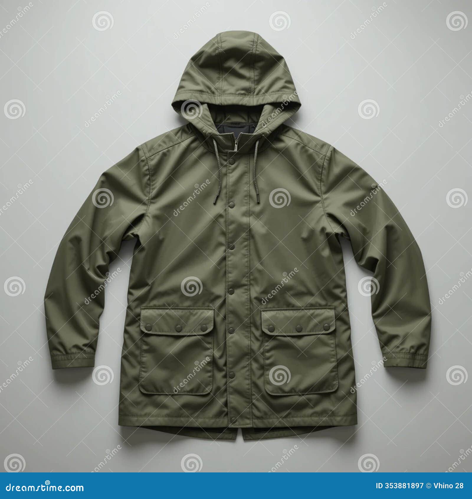 A Plain Moss Green Parka Jacket without Any Design Stock Image - Image ...