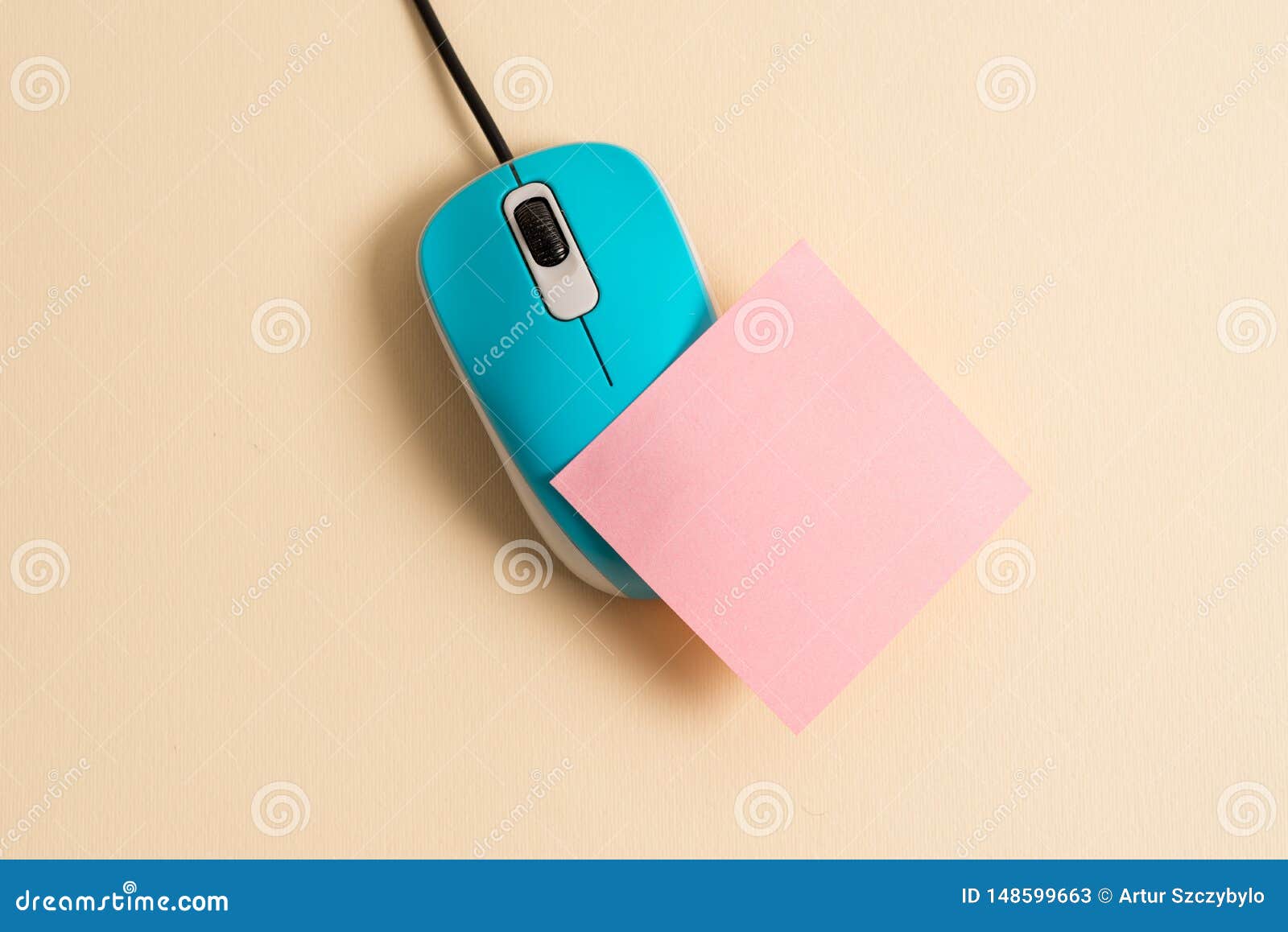 Plain Note Paper and Computer Mouse Placed Above a Pastel Backdrop ...
