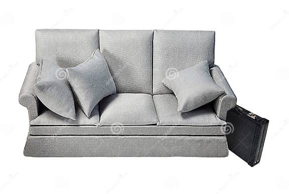 Plain Couch and Briefcase stock photo. Image of briefcase - 312128628