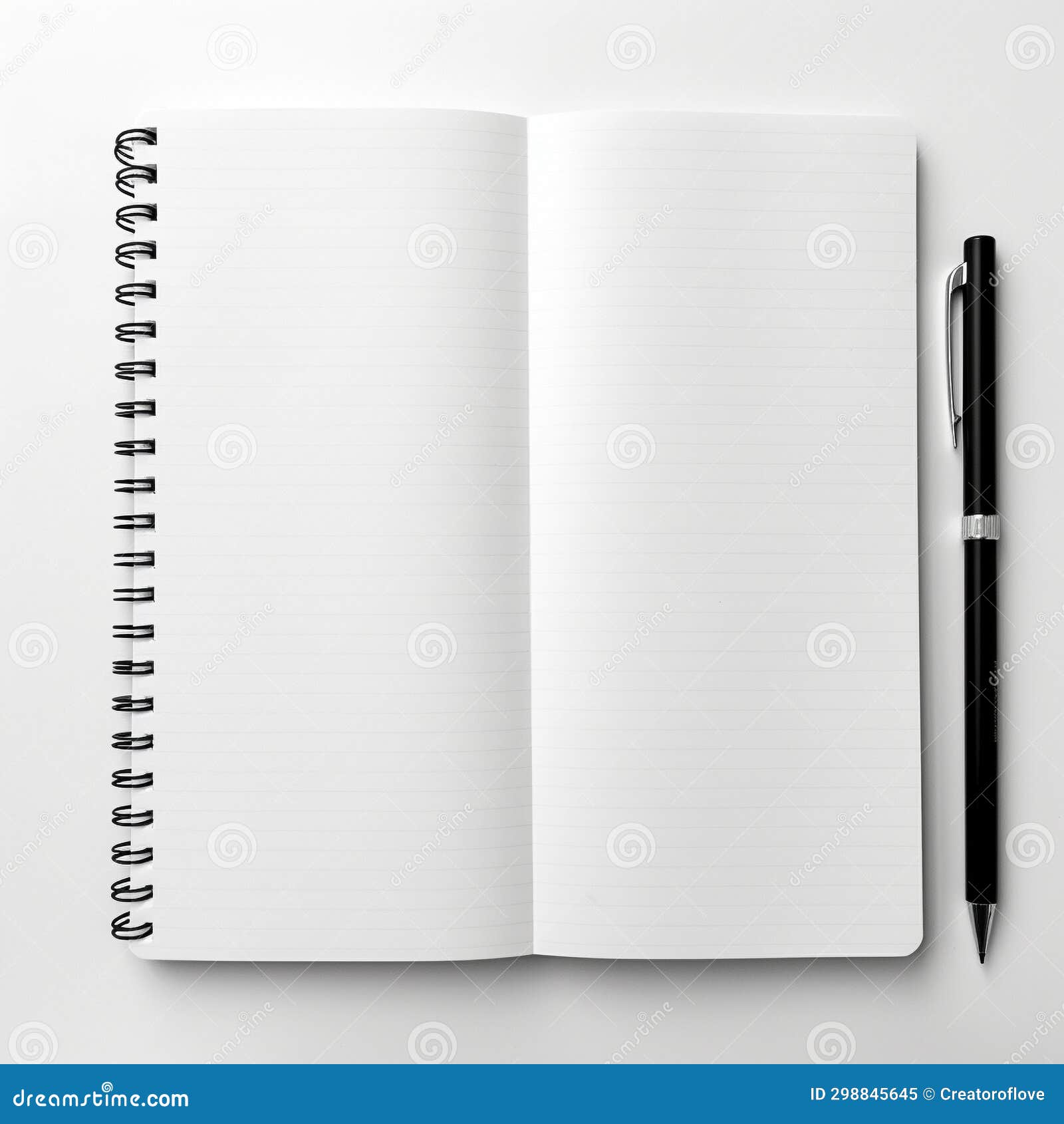 Plain Open Notebook with Pen on White Background Stock Illustration ...