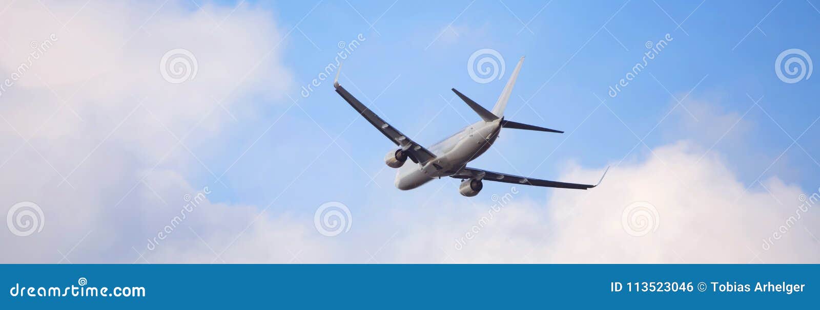 Plain Passenger Airplane Starting in a Cloudscape Stock Photo - Image ...